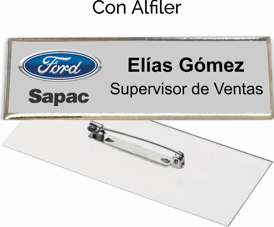 Identificador metálico con Alfiler (IDN003)